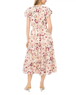 Vince Camuto Puff Sleeve Floral Midi Dress