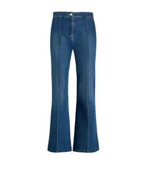 CALLAS MILANO Lola Denim Flare Cropped Trousers - Indigo