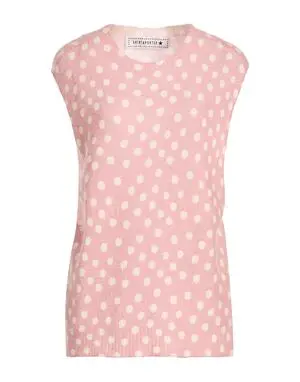 SHIRTAPORTER Sleeveless Polka Dot Crewneck Sweater Vest - Pink