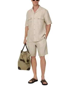 Boggi Milano Camp Collar Stripe Linen Pocket Shirt