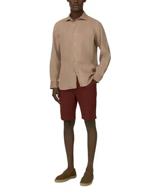 Boggi Milano Bowling Collar Linen Shirt - Taupe