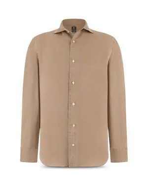 Boggi Milano Bowling Collar Linen Shirt - Taupe