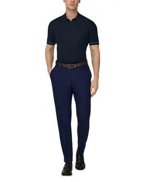 Boggi Milano Cotton Crepe Knit Polo Shirt - Navy Blue