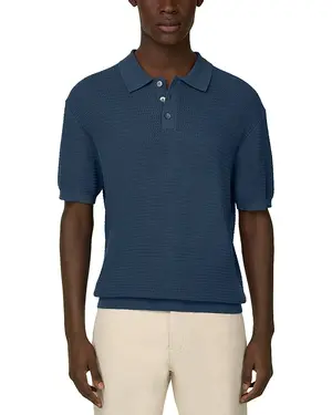 Boggi Milano Knit Polo Shirt - Blue