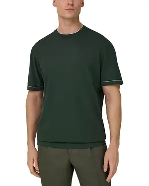 Boggi Milano Cotton Crepe Knit T-shirt - Dark Green