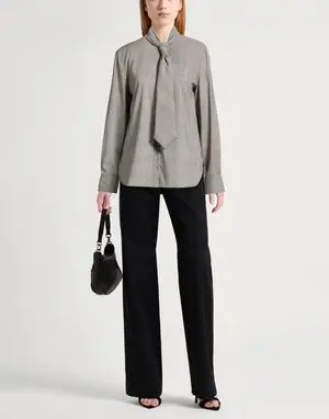 OTTOD'AME Glen Plaid Crepe Shirt With Tie Detail