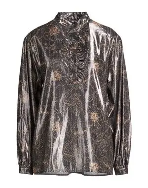 OTTOD'AME Cotton Lamé Long Sleeve Top