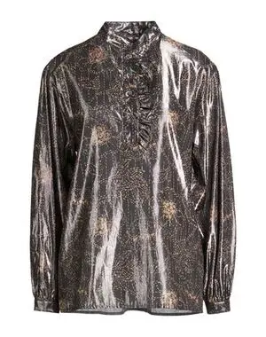 OTTOD'AME Cotton Lamé Long Sleeve Top
