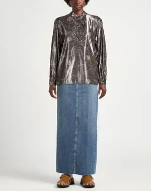 OTTOD'AME Cotton Lamé Long Sleeve Top