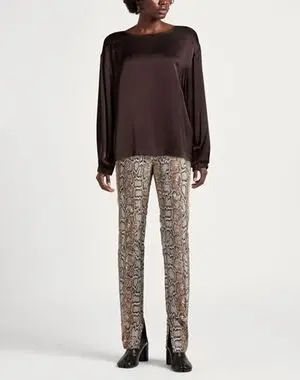 OTTOD'AME Viscose Crewneck Long Sleeve Top - Brown