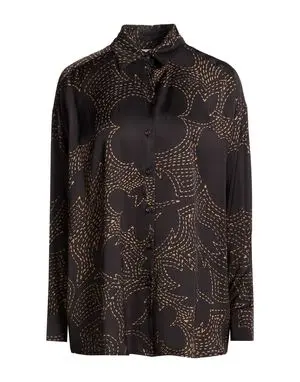OTTOD'AME Satin Floral Print Long Sleeve Shirt