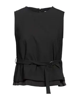 OTTOD'AME Sleeveless Crewneck Top With Belt Detail
