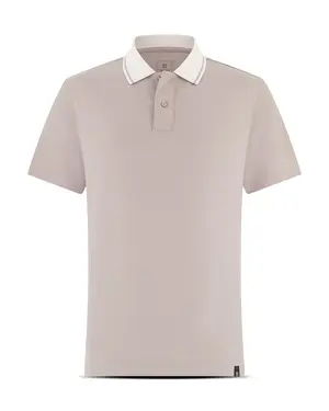 Boggi Milano High Performance Pique Polo Shirt With S Cafe Yarn - Sand