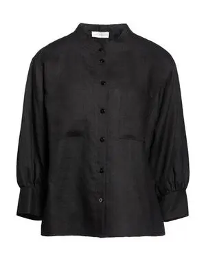 MARIA BELLENTANI Linen & Rayon Blend Shirt - Black