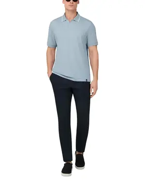 Boggi Milano High Performance Pique Polo Shirt With S Cafe Yarn - Light Blue