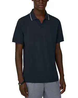 Boggi Milano High Performance Pique Polo Shirt With S Cafe Yarn - Navy Blue