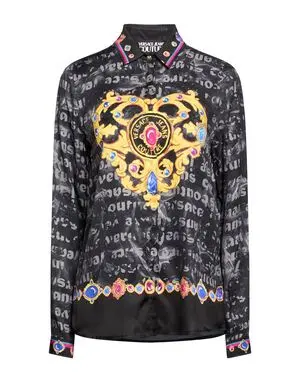Versace Viscose Twill Logo Print Shirt - Black