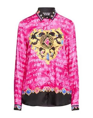 Versace Viscose Twill Logo Print Shirt - Fuchsia