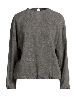 OTTOD'AME Long Sleeve Crewneck Top In Viscose, Virgin Wool, Polyester, And Polyamide