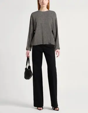 OTTOD'AME Long Sleeve Crewneck Top In Viscose, Virgin Wool, Polyester, And Polyamide