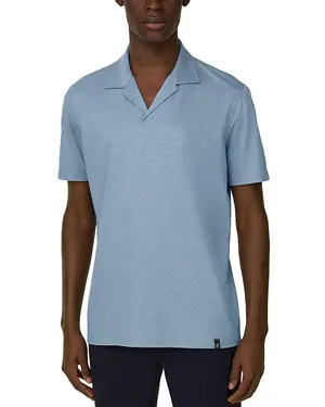 Boggi Milano Linen Blend Polo Shirt - Light Blue