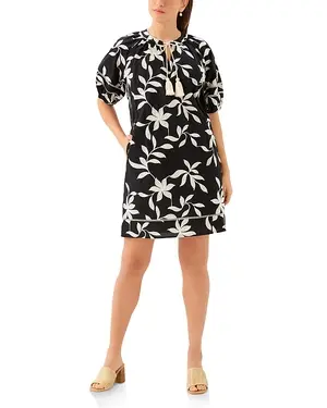 Karen Kane Puff Sleeve Floral Print Tassel Dress