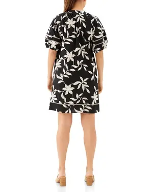 Karen Kane Puff Sleeve Floral Print Tassel Dress
