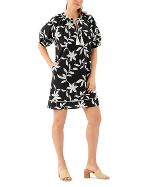 Karen Kane Puff Sleeve Floral Print Tassel Dress