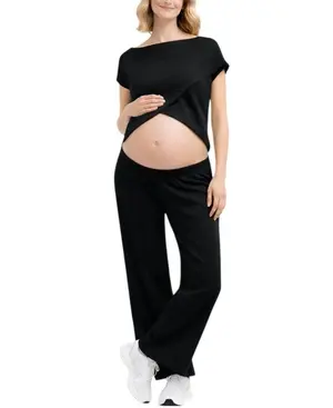 ACCOUCHEE Cool Knit Flexible Waist Palazzo Pants