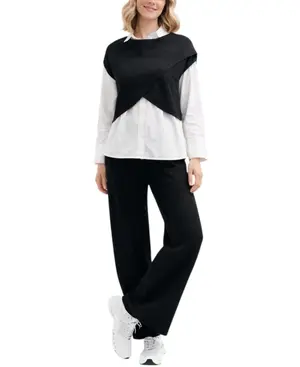ACCOUCHEE Cool Knit Flexible Waist Palazzo Pants