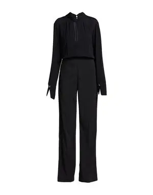 Patrizia Pepe Long Sleeve Jumpsuit With Crewneck And Button Fastenings
