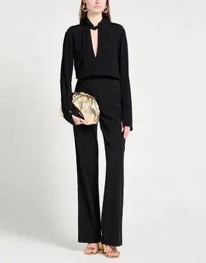 Patrizia Pepe Long Sleeve Jumpsuit With Crewneck And Button Fastenings