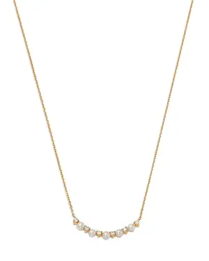 BLOOMINGDALE'S Freshwater Pearl And Diamond Curved Bar Necklace In 14k Yellow Gold