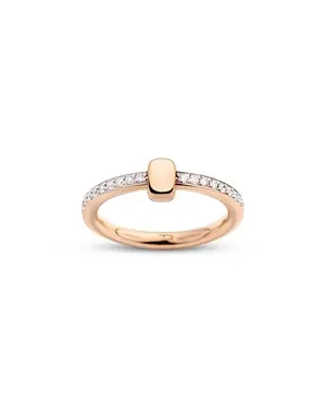 Pomellato 18k Rose Iconica Diamond Pave Polished Element Ring