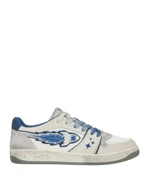 ENTERPRISE JAPAN Low Top Sneakers In Light Calfskin And Textile Fibers - White