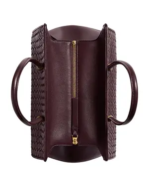 Bottega Veneta Barbara Small Intrecciato Leather Tote Bag - Deep Mahogany/brass