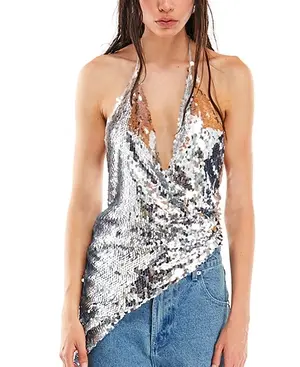 MOTHER OF ALL Fernanda Sequins Halter Top