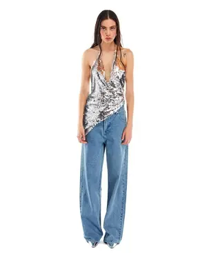 MOTHER OF ALL Fernanda Sequins Halter Top