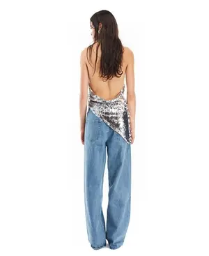 MOTHER OF ALL Fernanda Sequins Halter Top