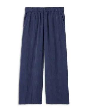 Eileen Fisher Striped Cotton Gauze Wide Ankle Pants