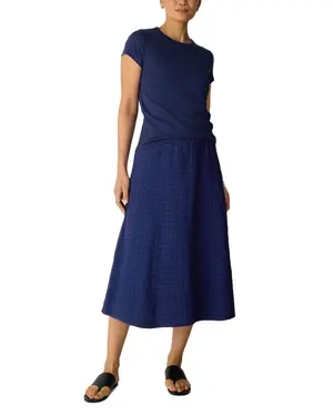 Eileen Fisher Cotton Voile Box Pleat Midi Skirt - Deep Dive