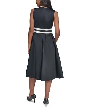 Karl Lagerfeld Paris Sleeveless Midi Dress With Bow Trim