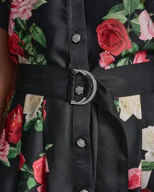 Karl Lagerfeld Paris Floral Print Belted Shirt Dress