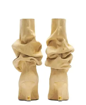 Balmain Draped Suede Wedge Ankle Boots