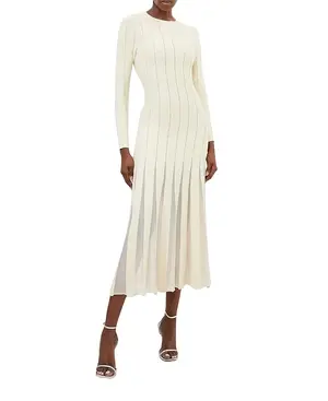 Karen Millen Filament Full Skirt Knit Midi Dress - Ivory