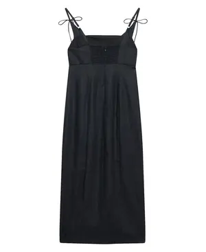 Mint Velvet Linen Bow Detail Midi Dress - Black