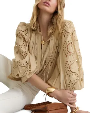 REISS Rhiannon Cut Out Lace Blouse