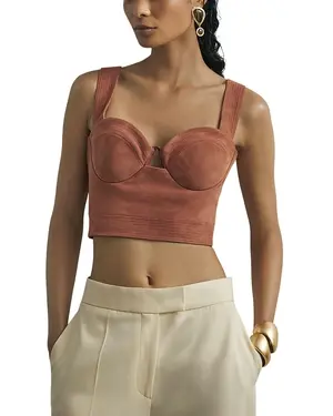 Knot detail leather bra top