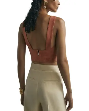 REISS Farley Suede Bustier Top