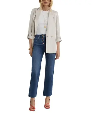 REISS Petites Lana Mid Rise Straight Leg Jeans - Mid Blue